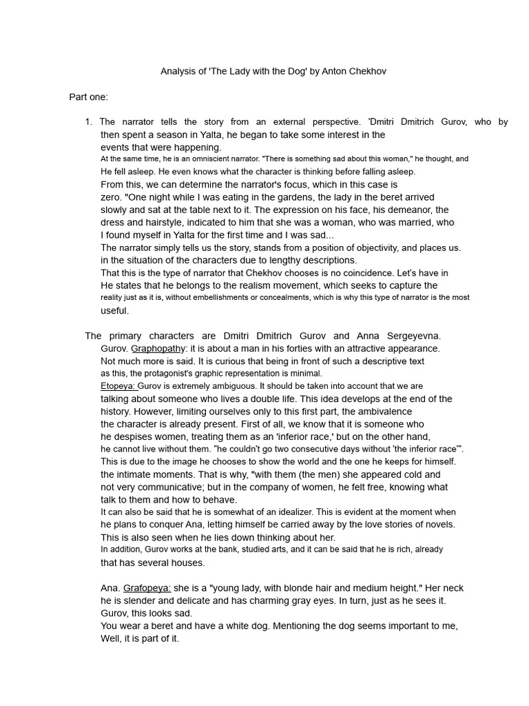 Chekhov's "The Lady with the Dog" Analysis | PDF | Narration