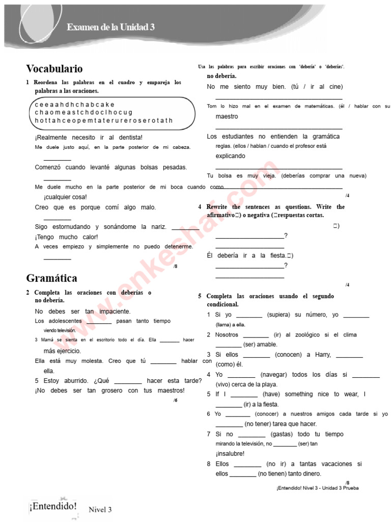 Lo Tengo 3 Pruebas de Unidad 3 Marcadas Con Agua | PDF