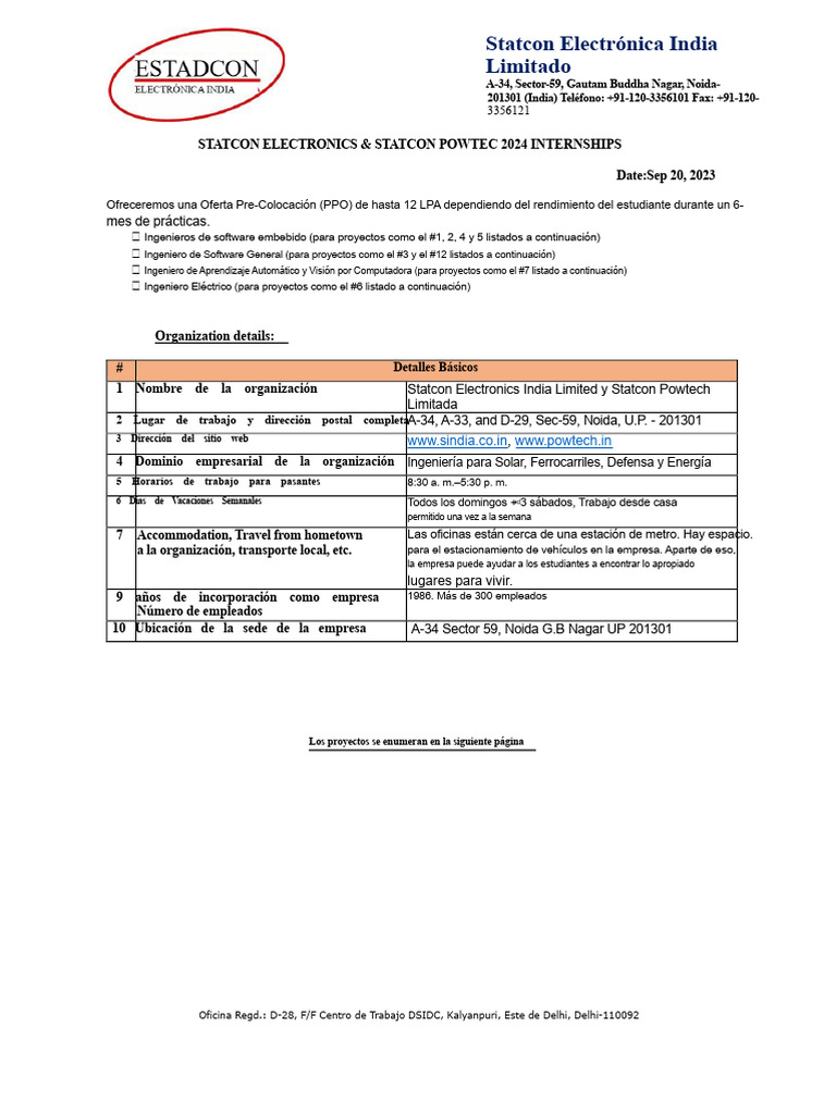 Prácticas y PPO de Statcon Electronics & Powtech 2024 | PDF | Sistema ...