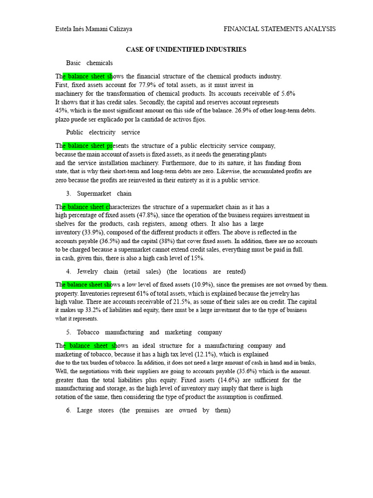Case of Unidentified Industries | PDF | Balance Sheet | Equity (Finance)