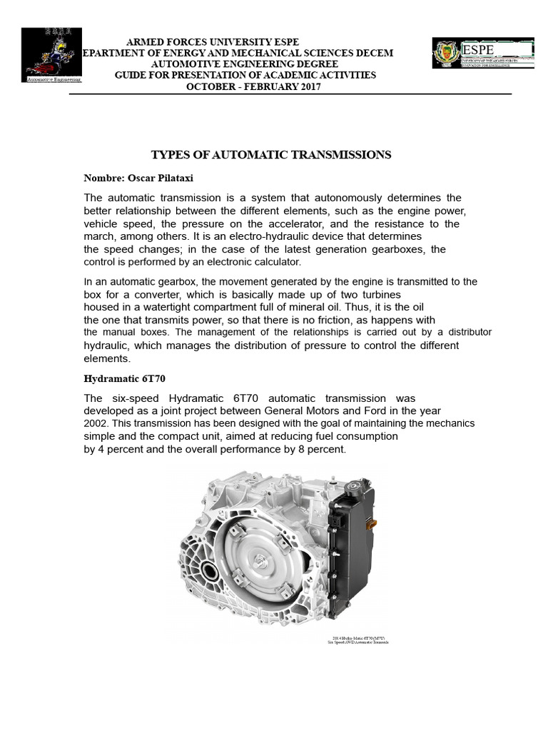 Types of Automatic Transmissions | PDF | Automatic Transmission ...