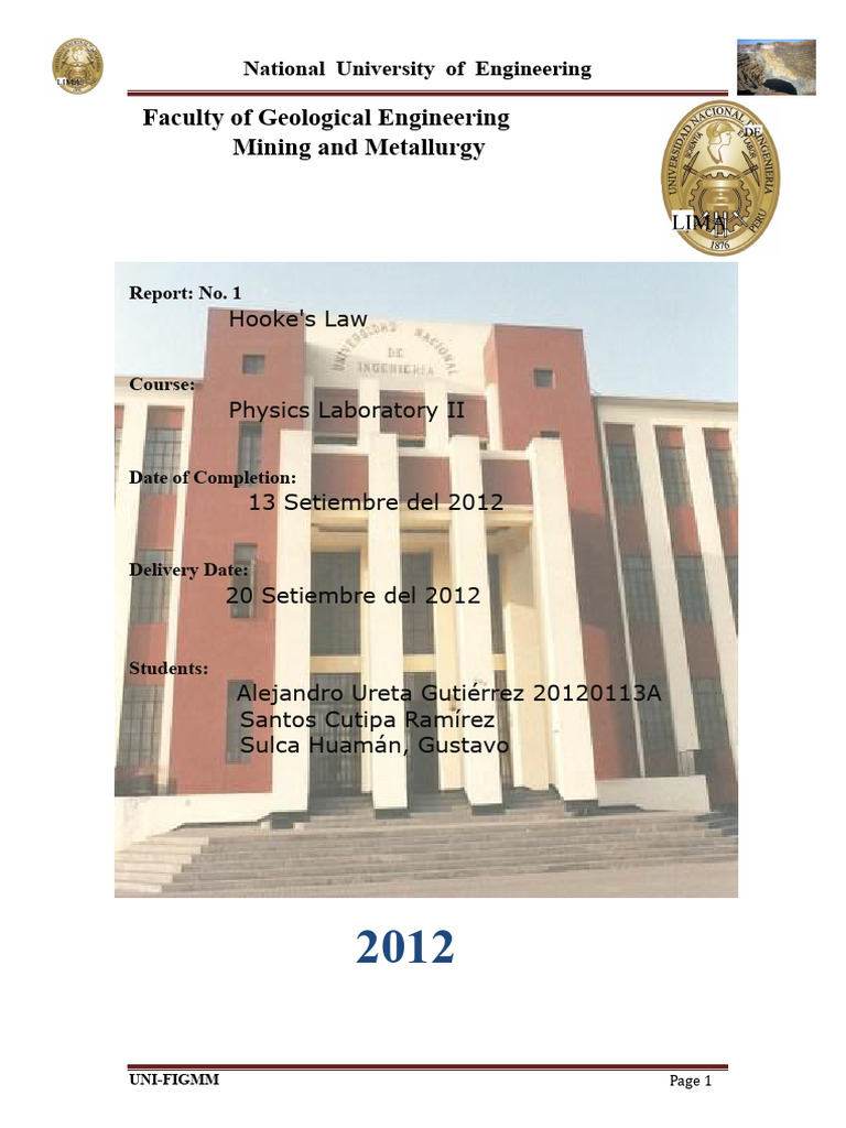 1st Report of the Physics II Laboratory.docx | PDF | Elasticity ...