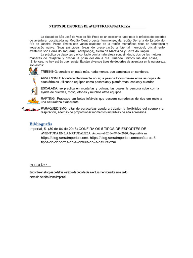 5 Deportes de Aventura en la Naturaleza | PDF | Recreación al aire libre