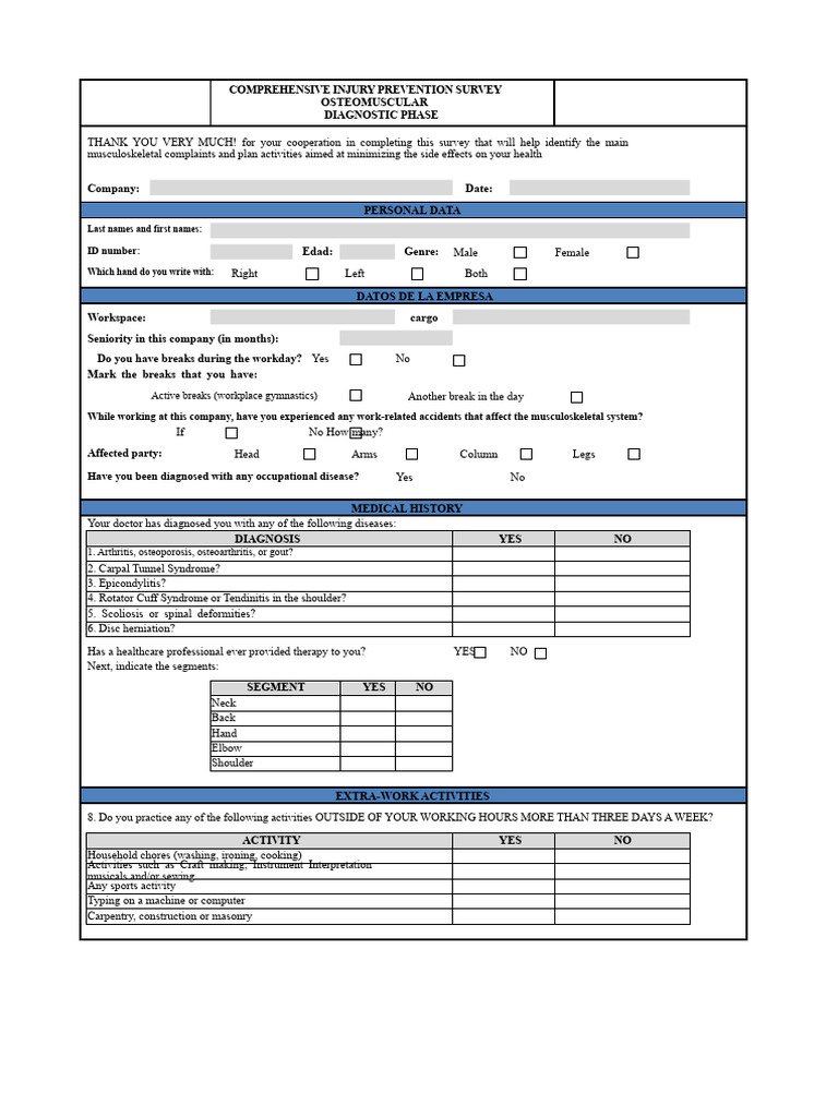 Integral Prevention Survey of Osteo-Muscular Injury | PDF | Shoulder ...
