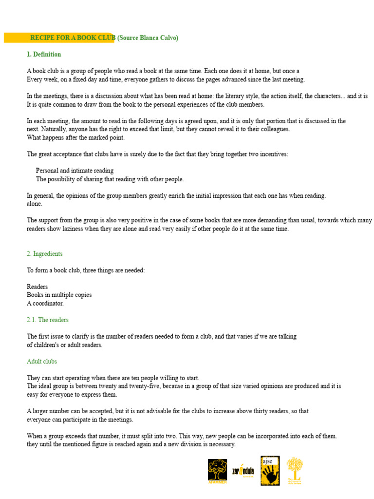 recipe for a white calvo book club.pdf | PDF | Books | Libraries