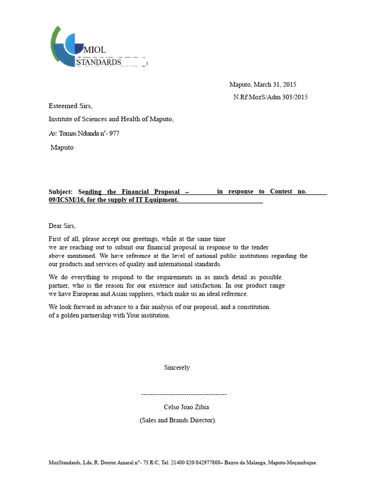 Protocol Letter - To.... | PDF