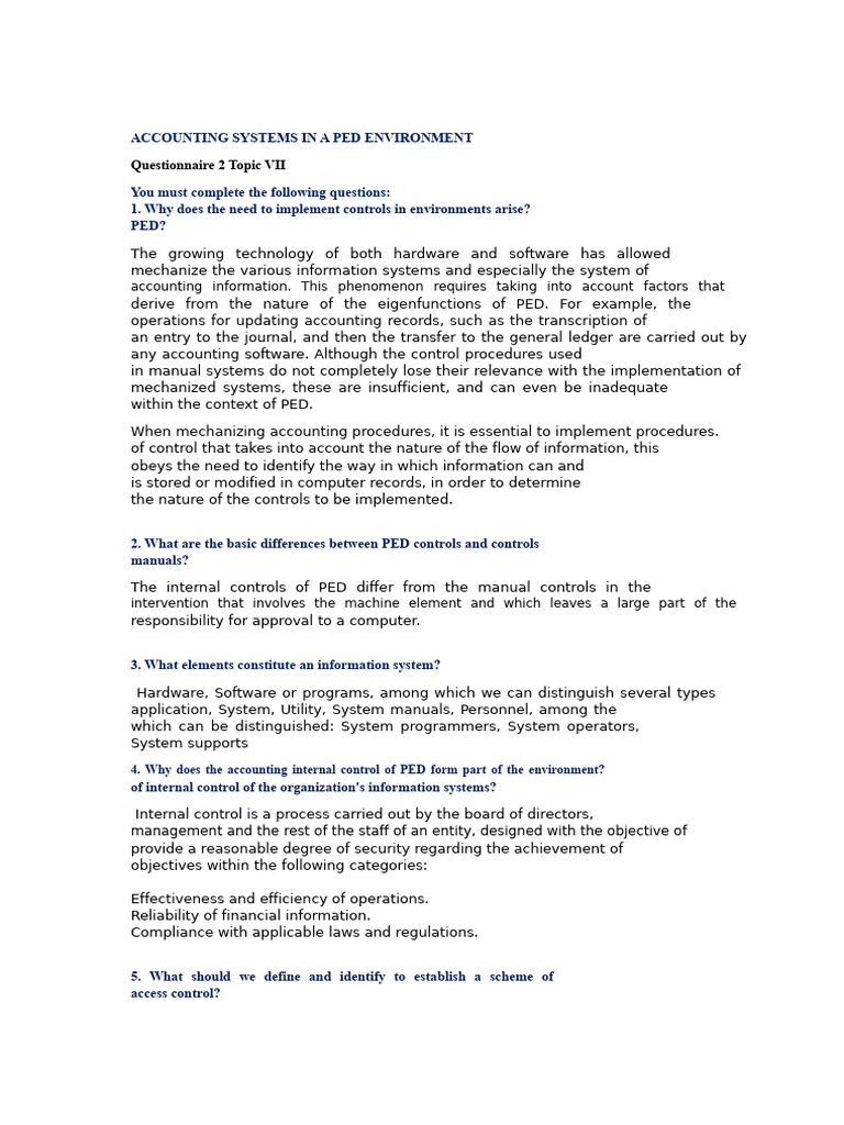 accounting system questionnaire 2 topic VII | PDF | Access Control ...