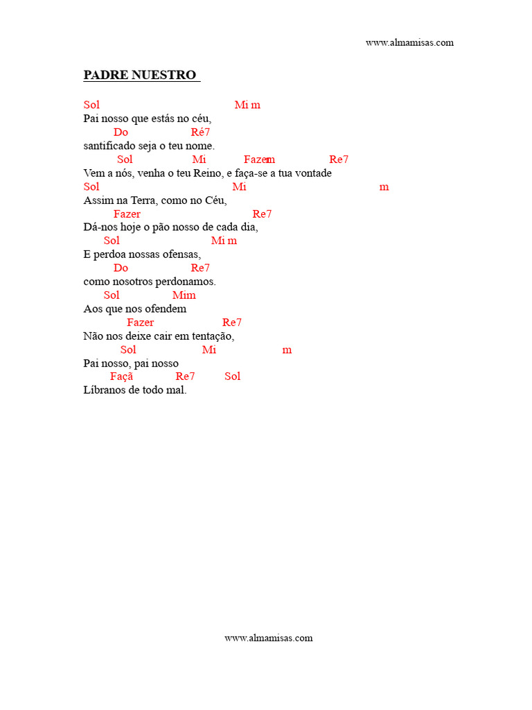 Letra do Pai Nosso em Música | PDF