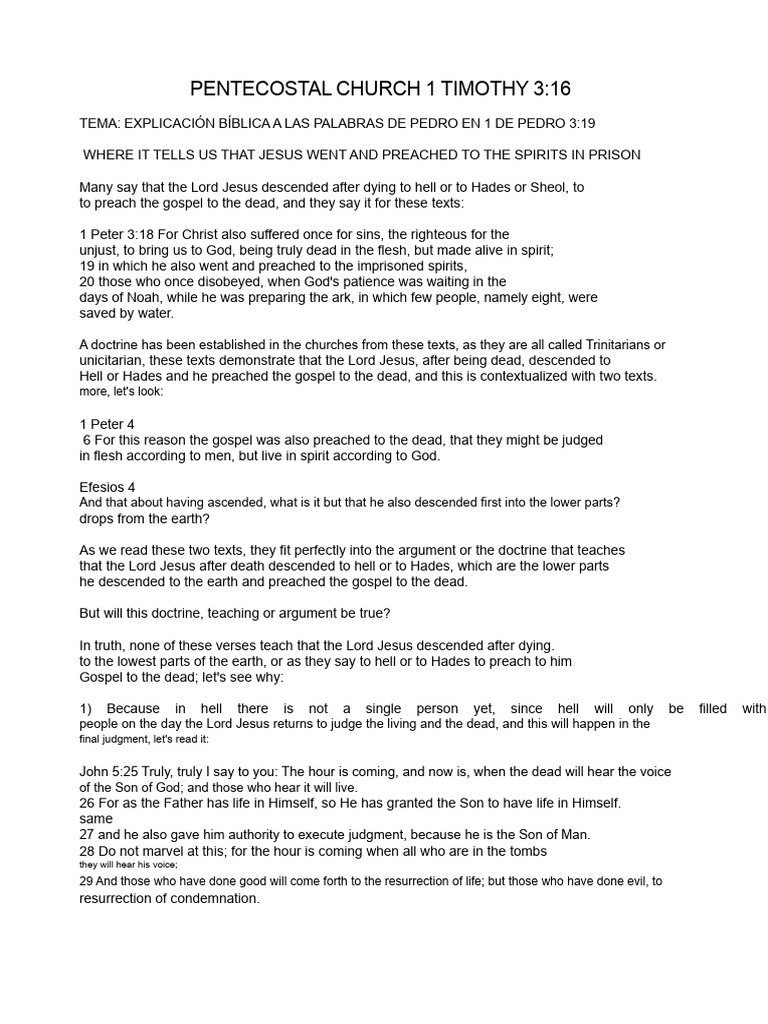 1 Peter 3:19 Explanation PDF | PDF | Jesus | Last Judgment