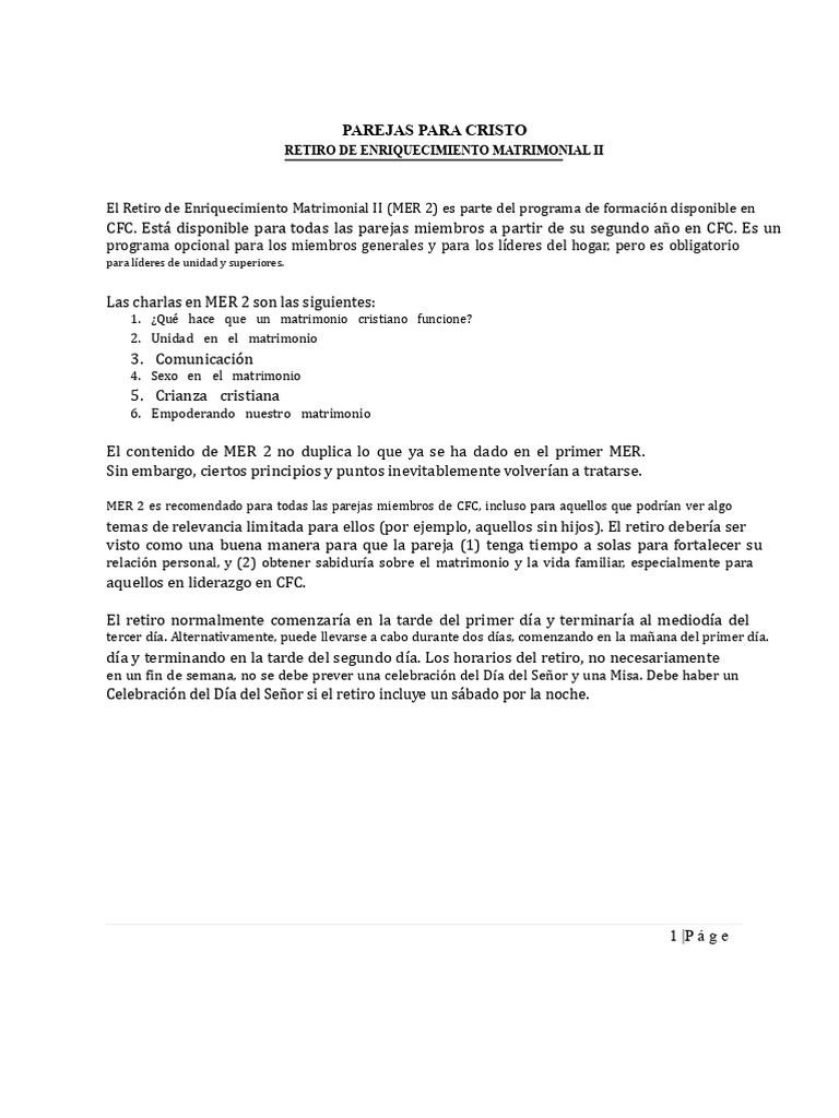 Retiro Matrimonial II: Fortaleciendo Vínculos | PDF | Amor | Matrimonio