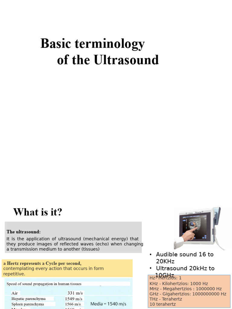Ultrasound Basics: Terminology & Principles | PDF | Hertz | Ultrasound