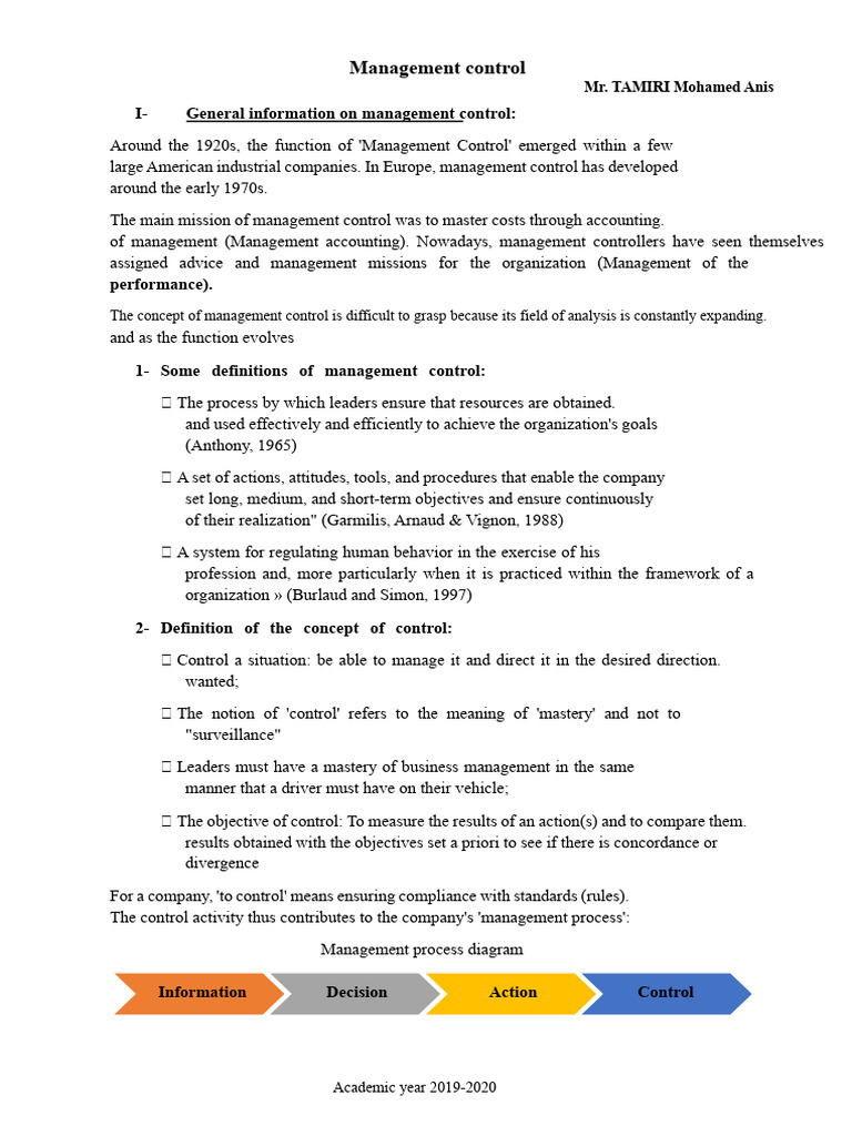 Management Control - Summary - Part 1 | PDF | Internal Control | Internal Audit