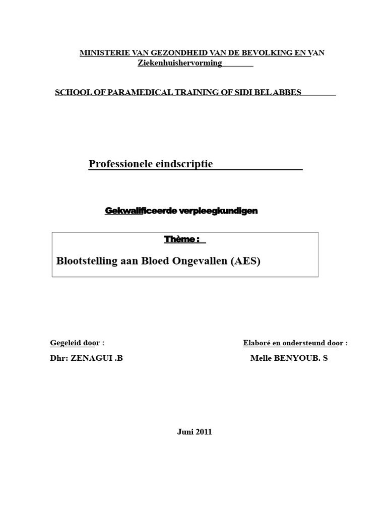De Ongevallen Blootstelling Aan Bloed | PDF