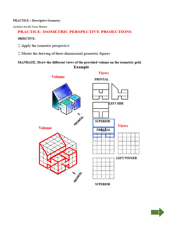 Isometric Perspective Drawing Practice | PDF | Geometry | Technical Drawing
