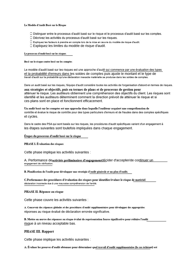 Modèle d'Audit Basé sur le Risque | PDF | Audit | Risque