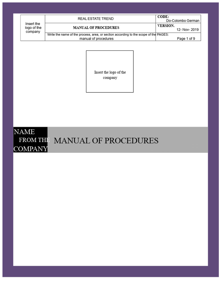 359857154 Manual Procedures Template Doc | PDF | Computing