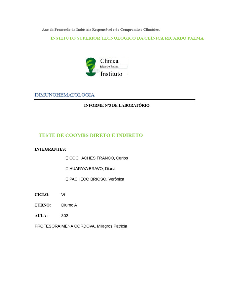 Teste de Coombs: Direto e Indireto | PDF | Anticorpo | Sistema imunológico