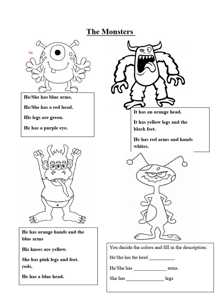 6.-Monster-body-parts-worksheet.docx | PDF