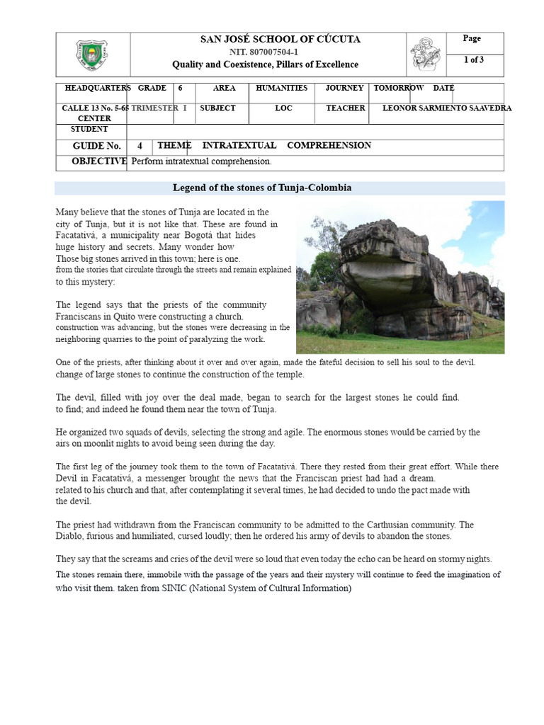 WORKSHOP 4. LOC. LEGEND OF THE STONES OF TUNJA | PDF