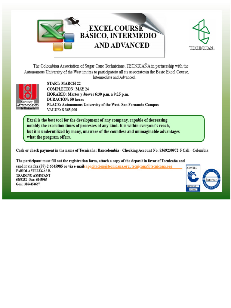 Basic, Intermediate, and Advanced Excel Course | PDF | Microsoft Excel ...