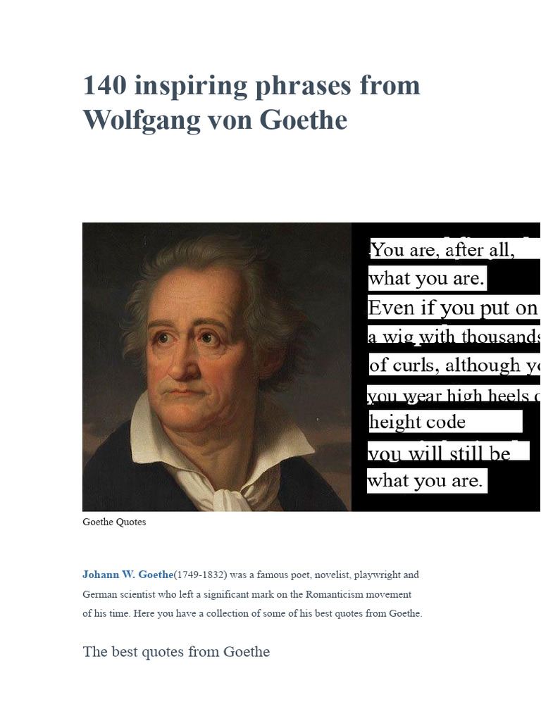 140 Inspiring Goethe Quotes | PDF | Johann Wolfgang Von Goethe | Thought