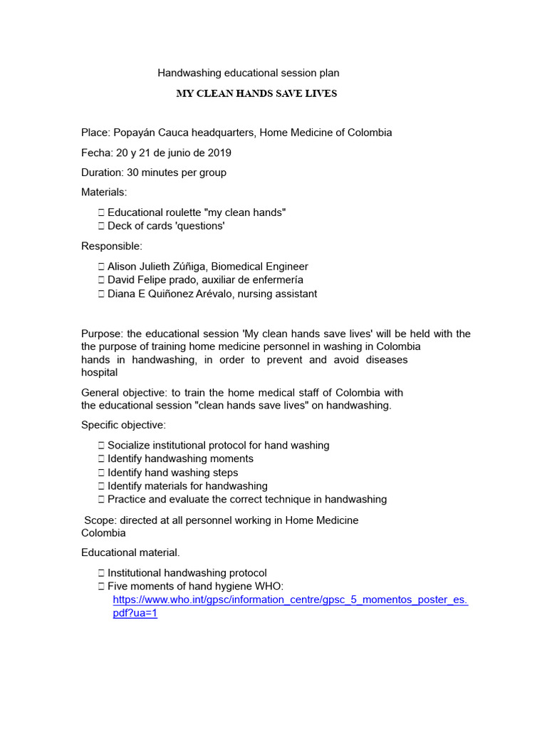 Hand Washing Educational Session | PDF | Hand Washing | Hygiene