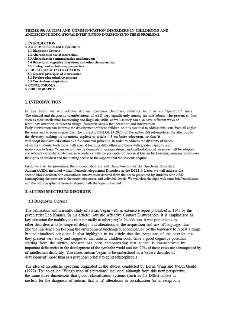 TOPIC 55 | PDF | Autism | Intellectual Disability