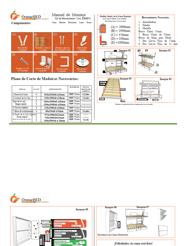 Manual de Montaje Kit de Herrajes para Cama Litera Horizontal Retráctil ...