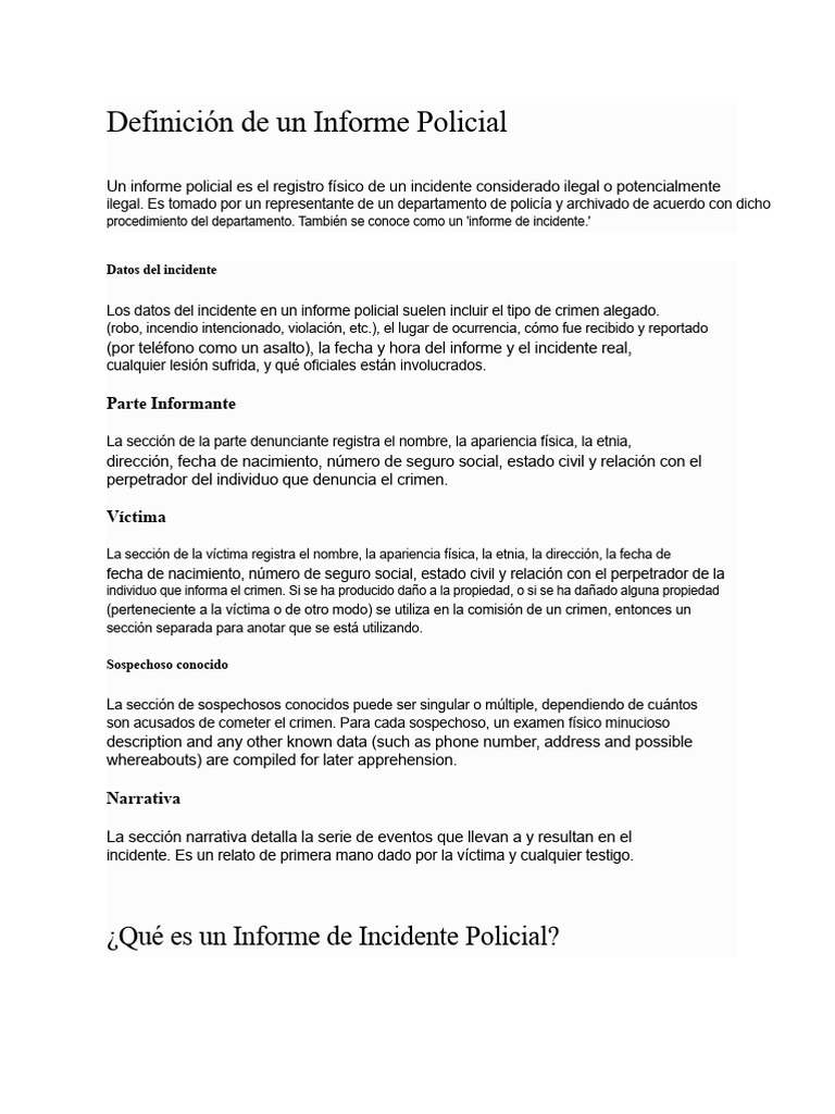 Guía Completa del Informe Policial | PDF | Policía | Crímenes