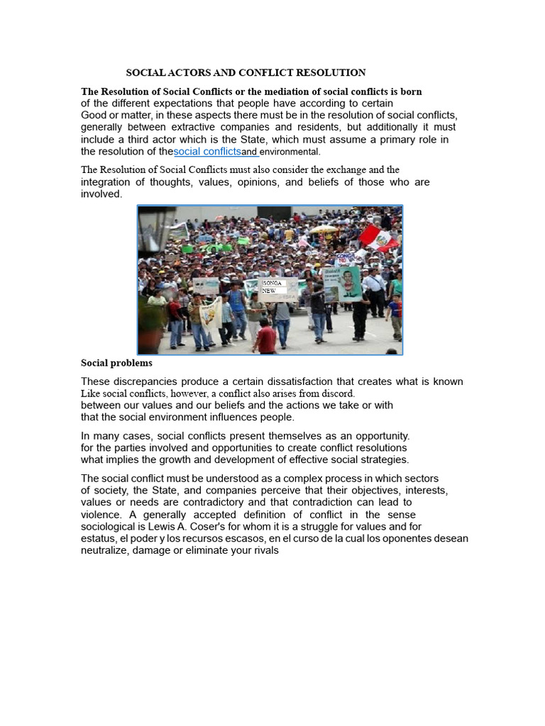 Social Actors in Conflict Resolution | PDF | Conflict Resolution ...