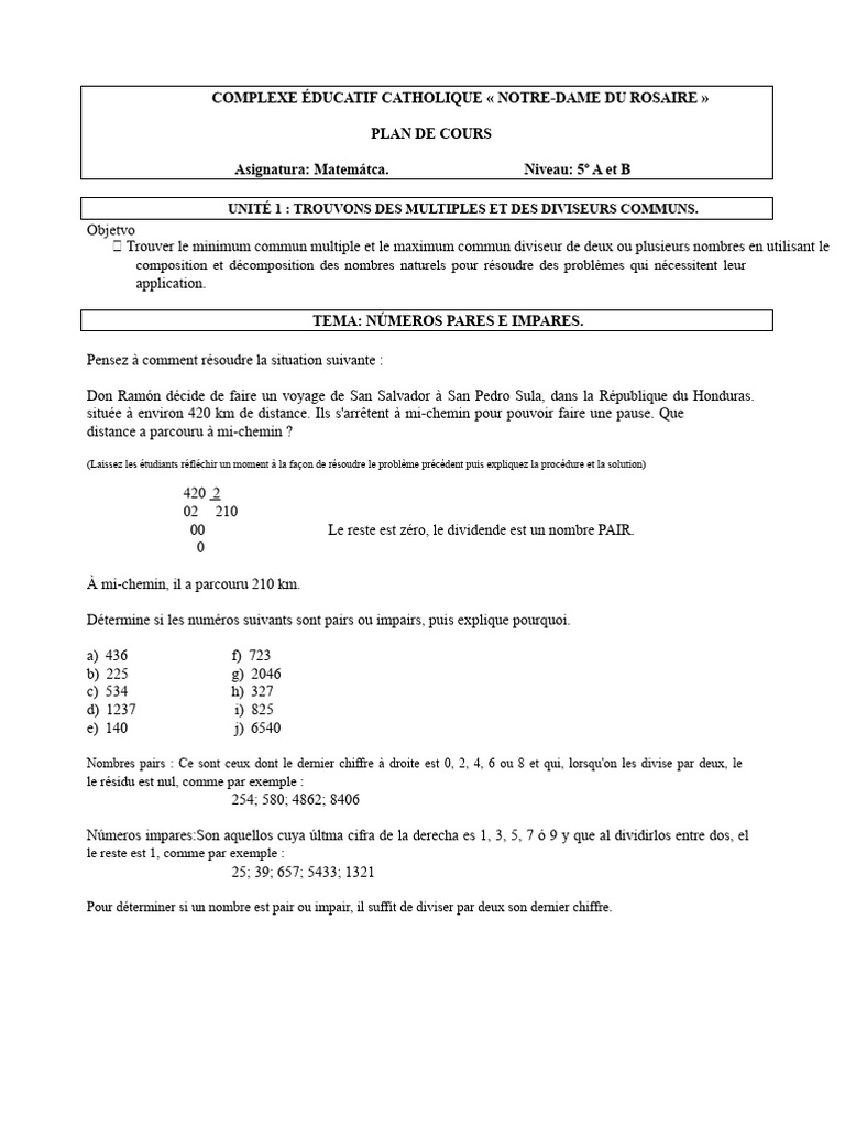 Multiples et Diviseurs : Cours de Maths | PDF | Nombre | Théorie des ...