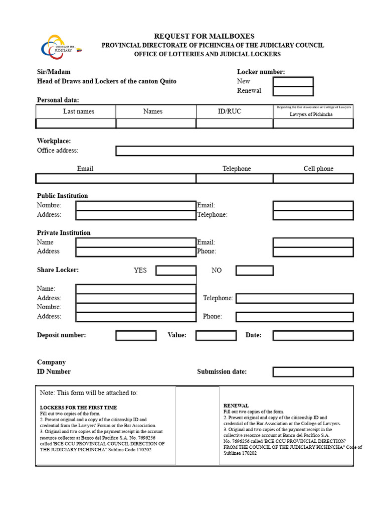JUDICIAL BOX FORM 2016 Pichincha PDF | PDF
