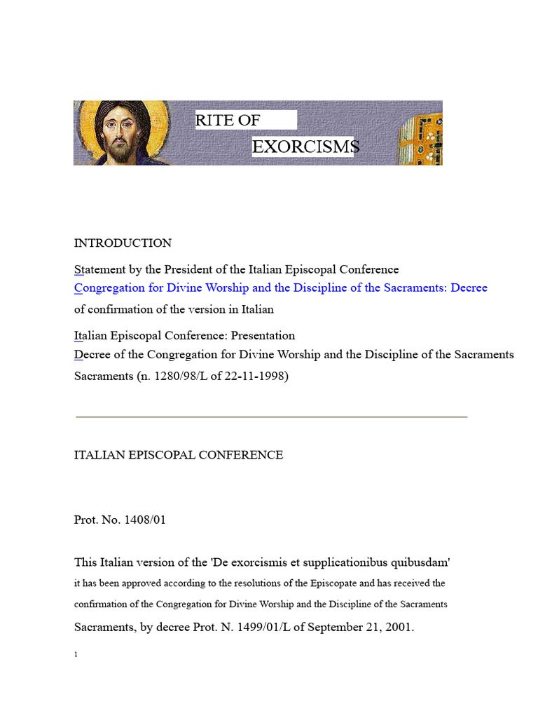 Ritual of Exorcisms of The Catholic Church 1999 | PDF | Exorcism | Satan