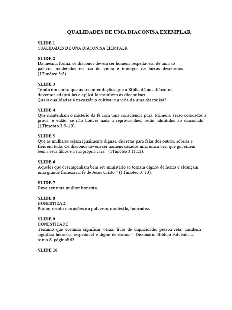 4. Qualidades de uma Diaconisa Exemplar | PDF | Diácono | Bíblia
