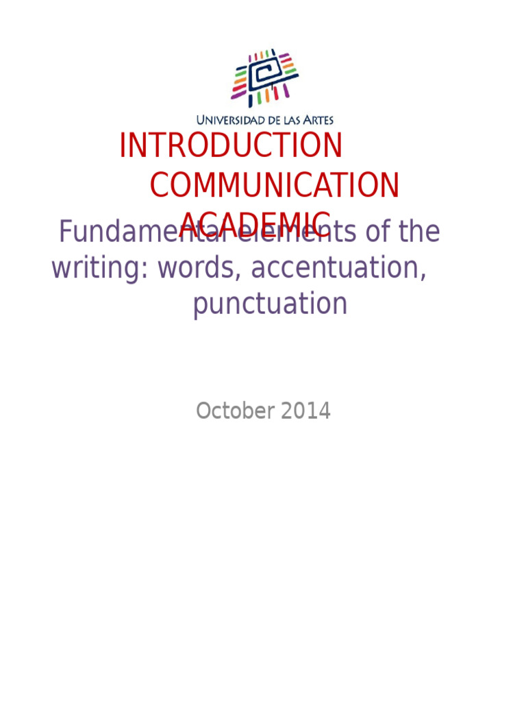 Fundamental Elements of Writing (Words, Accentuation, Punctuation ...
