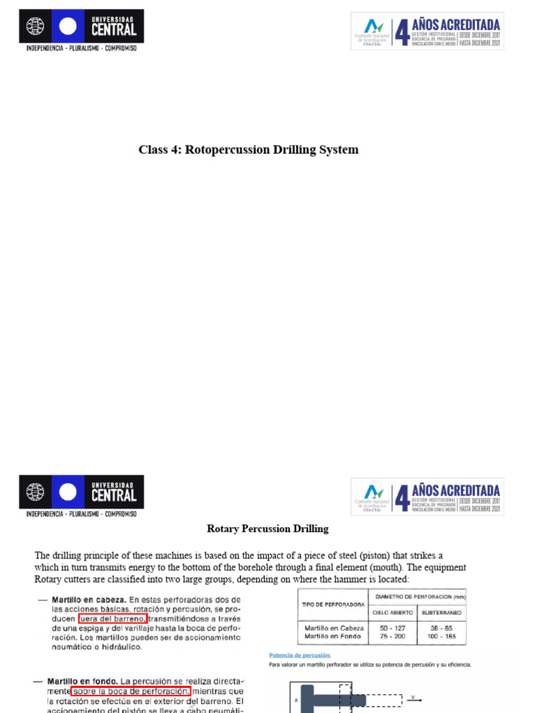 Class 4 - Rotary Percussion Drilling | PDF | Drill | Drilling