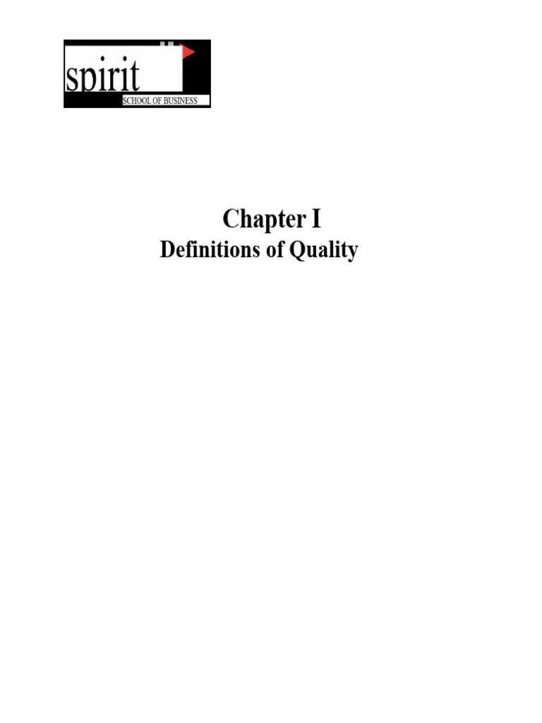Chapter I Definitions of Quality | PDF | Quality (Business) | Customer