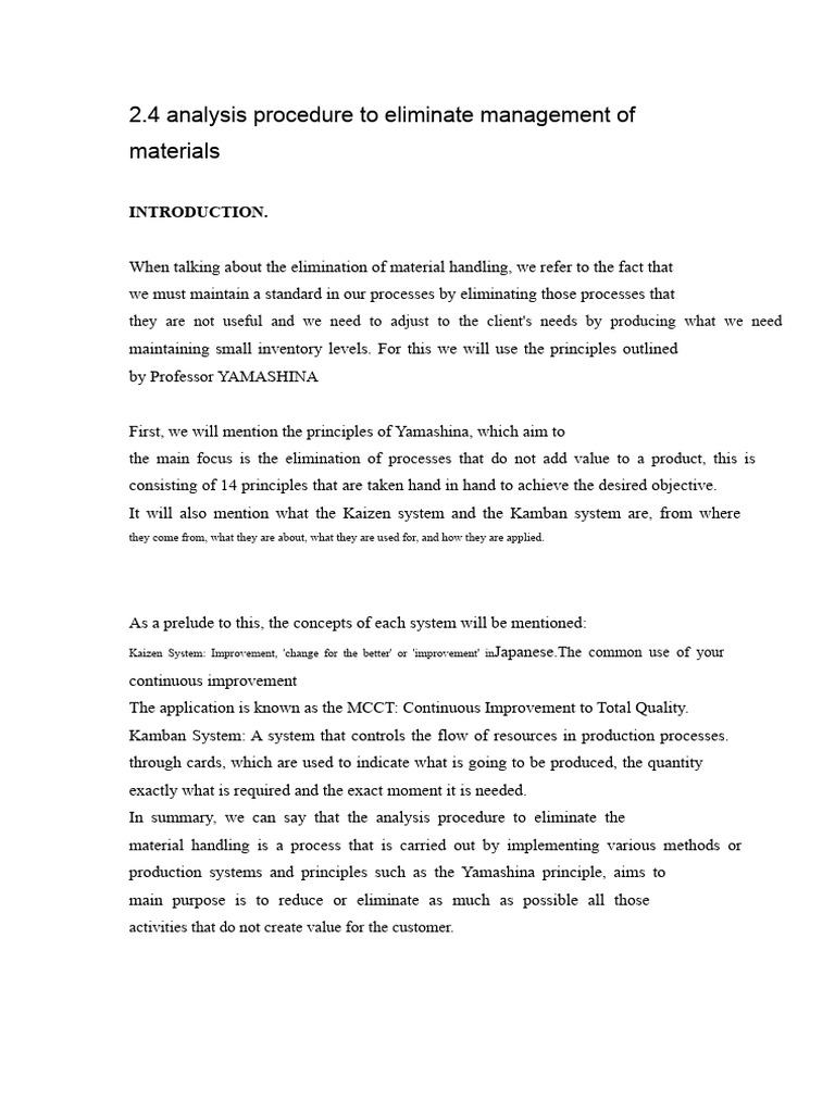 Eliminate Material Handling: Yamashina Principles | PDF | Lean ...