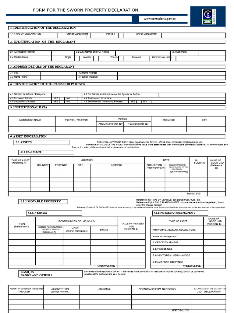 Sworn Declaration Form | PDF | Investing | United States Dollar