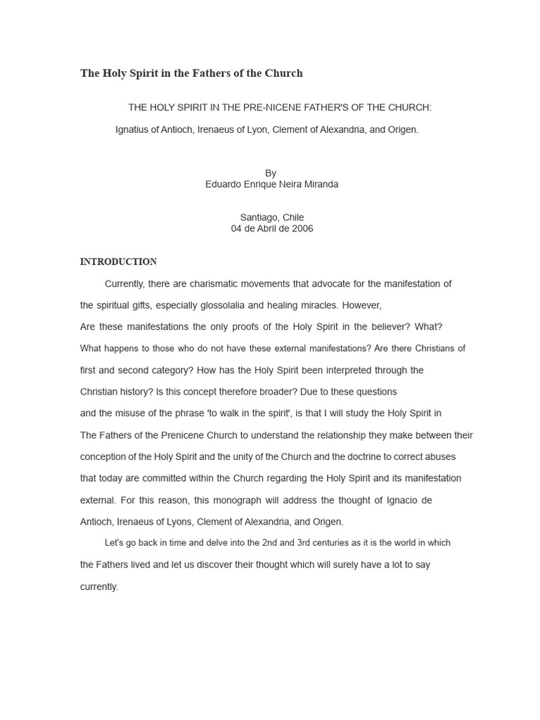 The Holy Spirit in Patristics | PDF | Trinity | Irenaeus