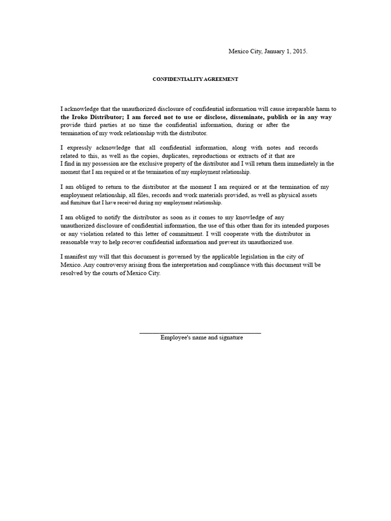 Confidentiality Letter | PDF