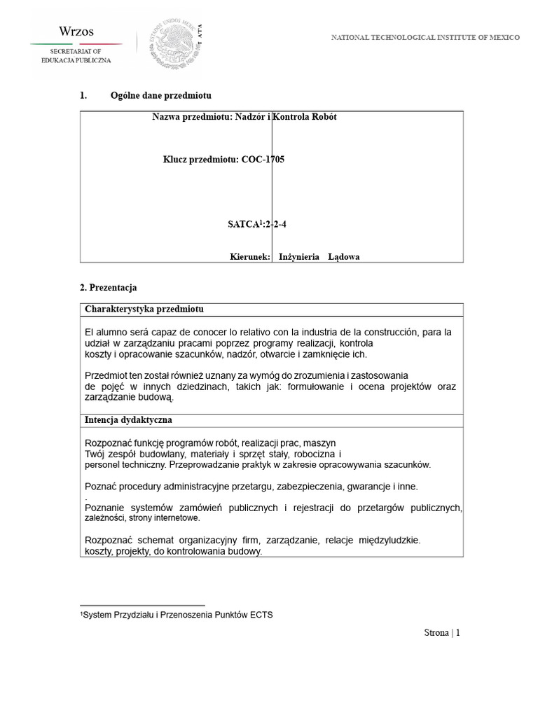 Coc-1705 Nadzór I Kontrola Robót | PDF