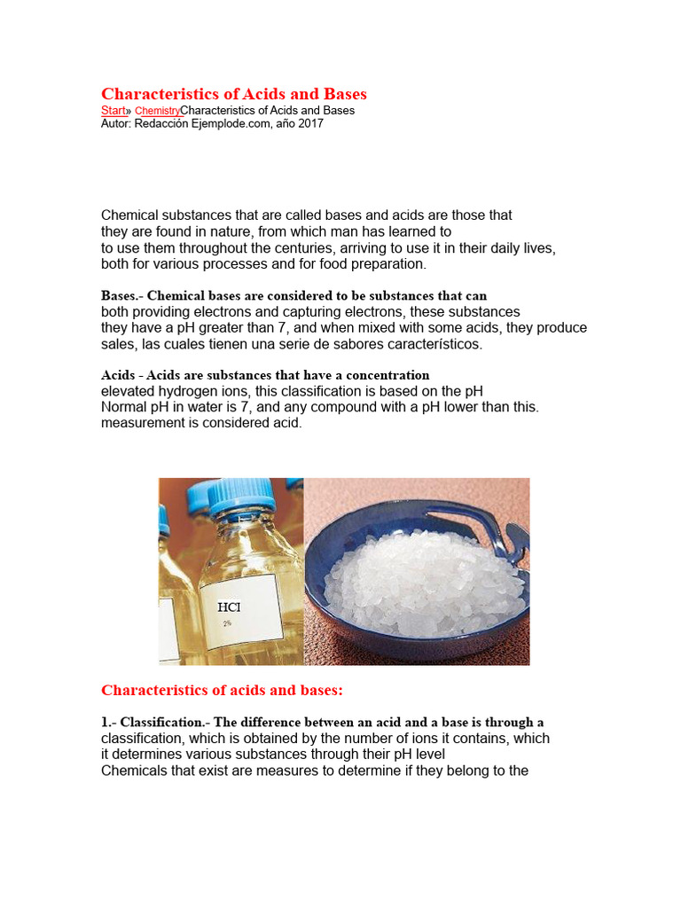 Acids and Bases: Key Characteristics | PDF | Ph | Acid