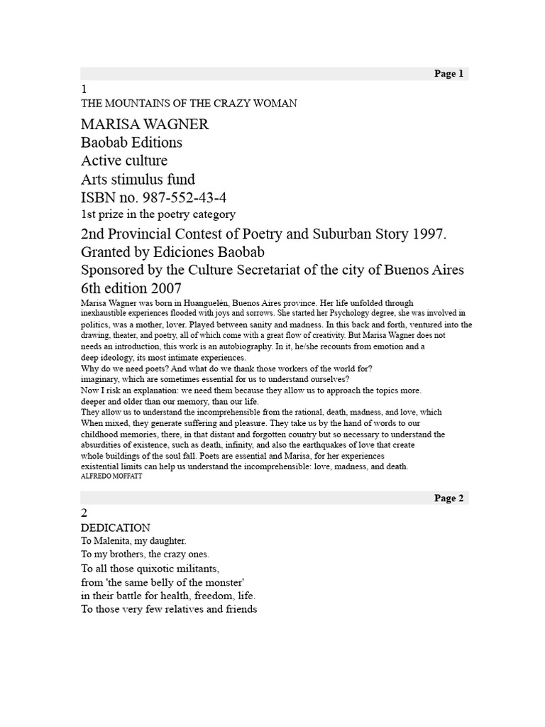 Marisa Wagner's Poetic Autobiography | PDF