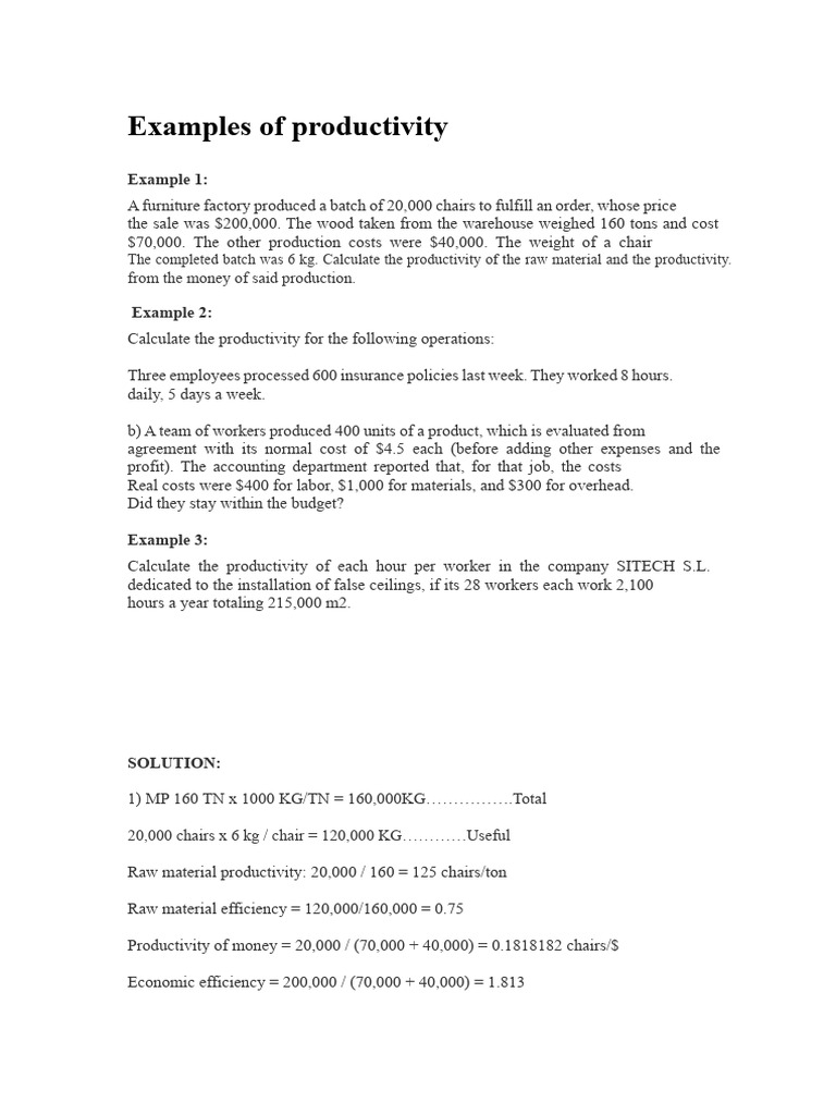Calculating Productivity in Various Scenarios | PDF
