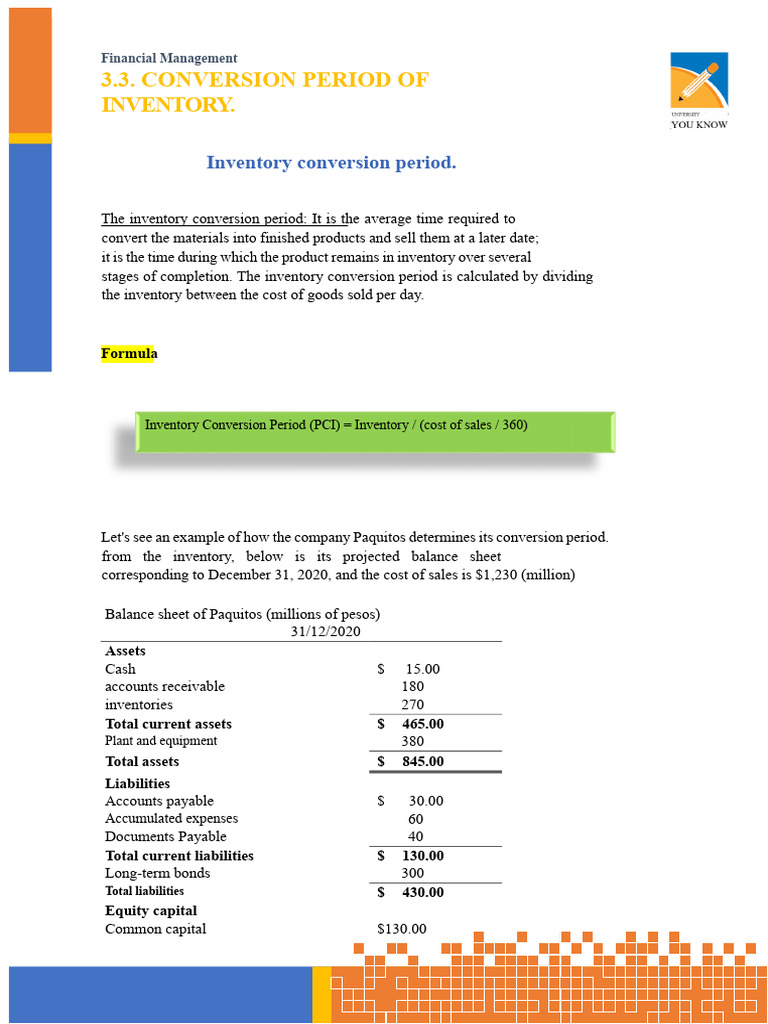 Inventory Conversion Period Explained | PDF | Balance Sheet | Inventory