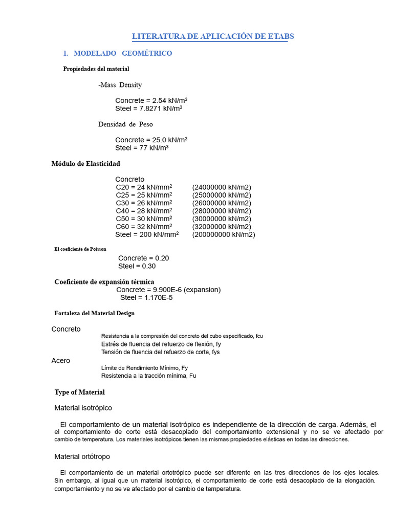 Propiedades y Modelado en ETABS | PDF | Rigidez | Viga (Estructura)