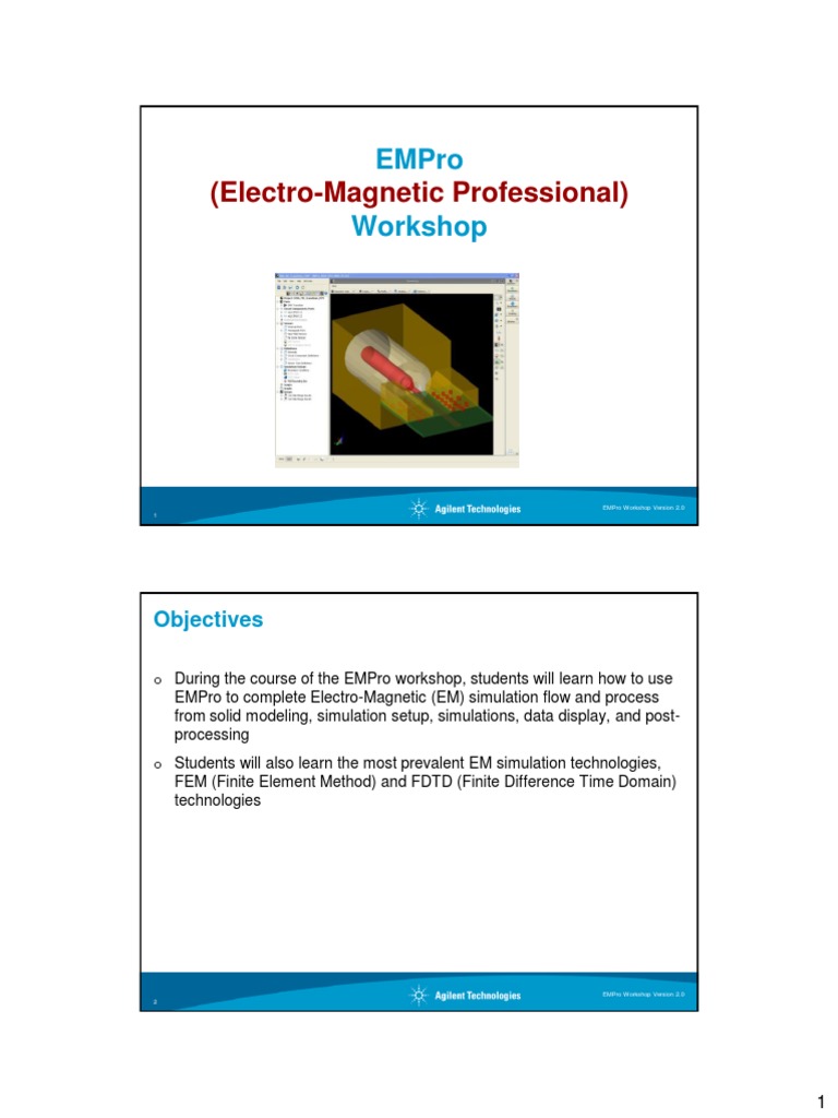 EMPro Workshop: 3D EM Simulation Training | PDF | Finite Element Method | Simulation
