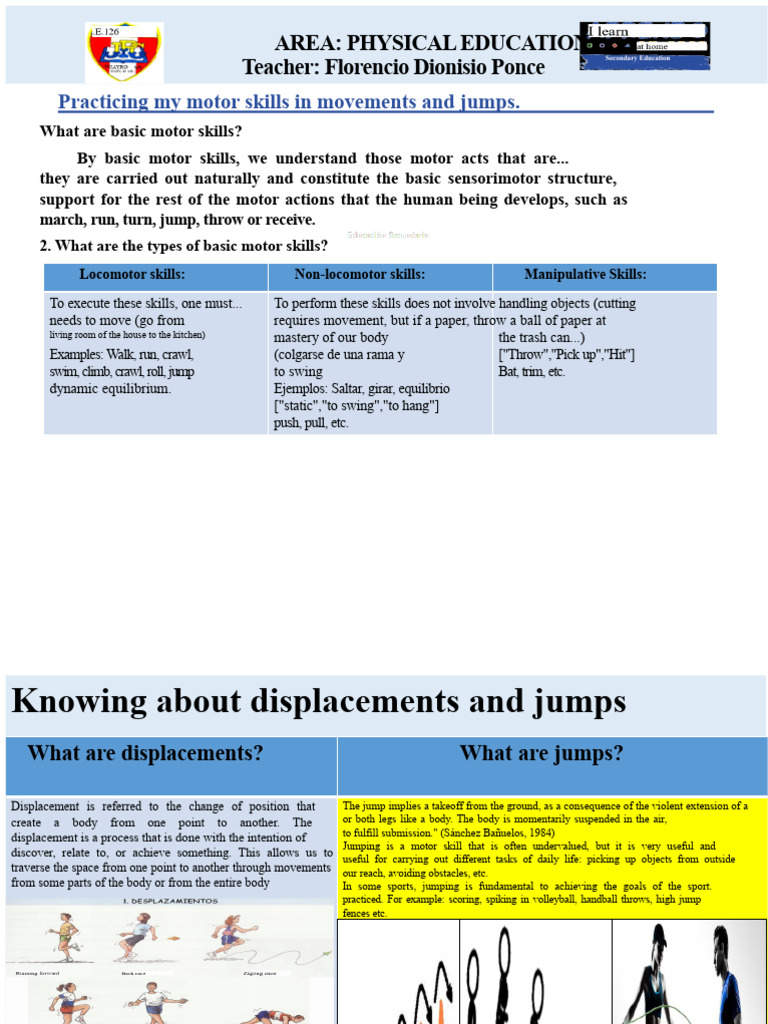 SLIDE Practicing My Motor Skills of Movements and Jumps | PDF
