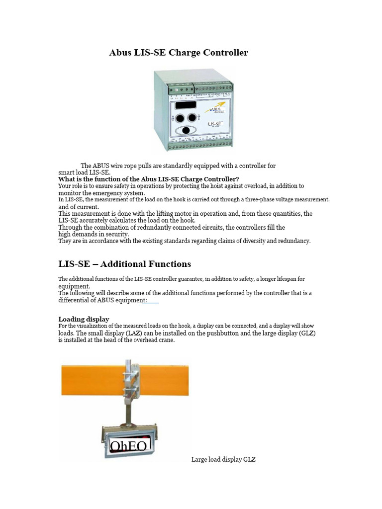 Abus LIS-SE Charge Controller Overview | PDF | Relay | Power Supply